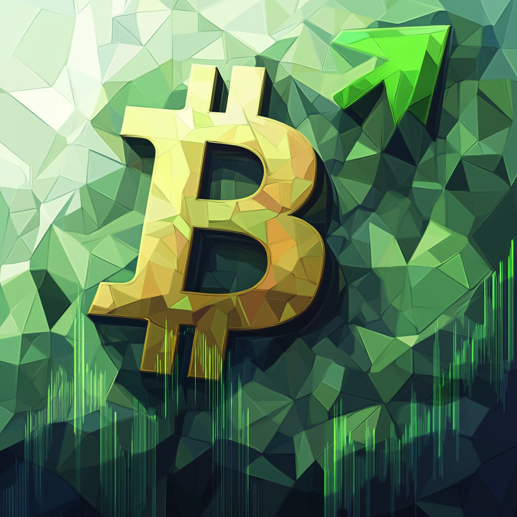 Cubism,illustration,BTC,Bitcoin,stock,exchange,market,chart,green s...