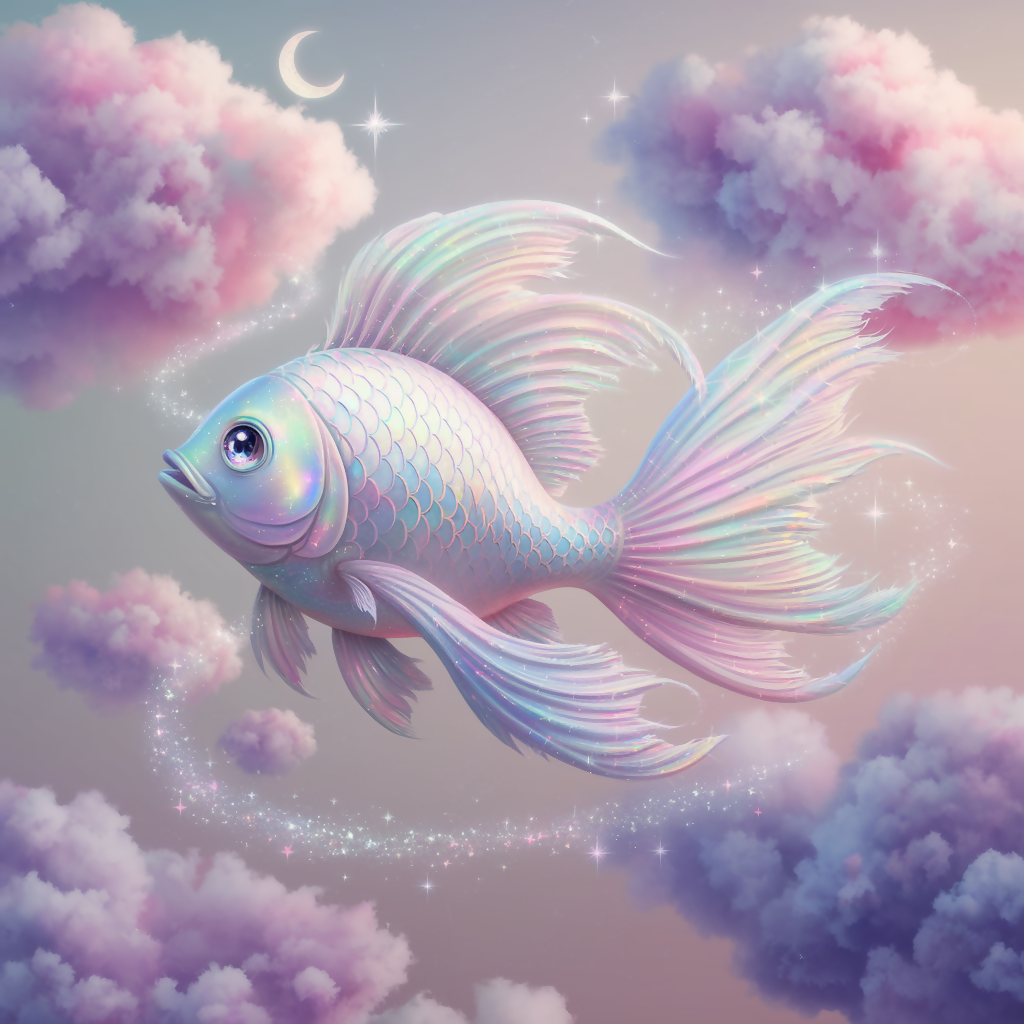 Whimsical Holographic Pastel Fish art