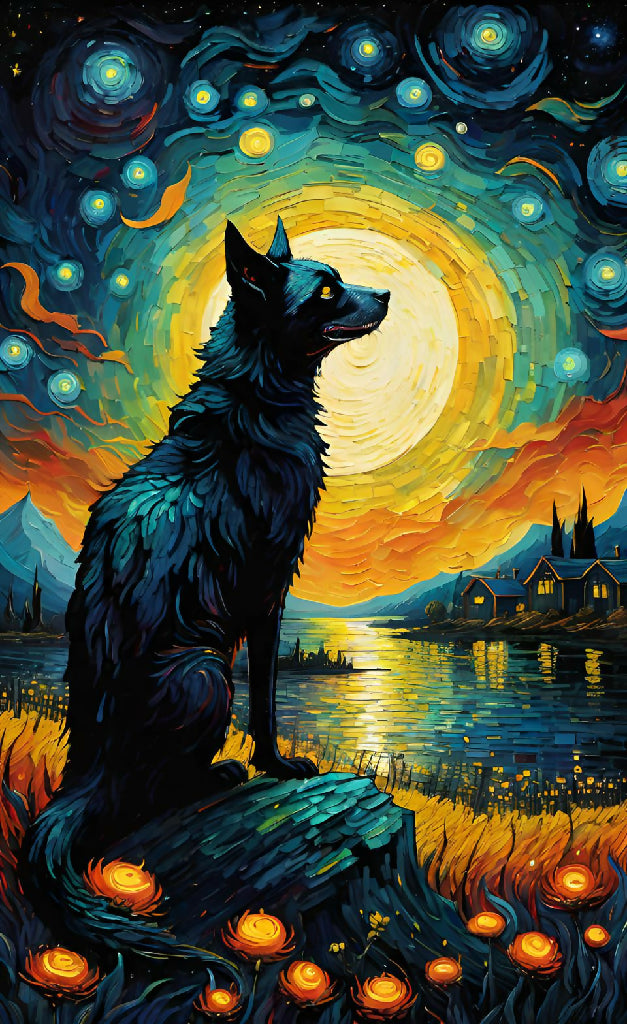 starry night dog art