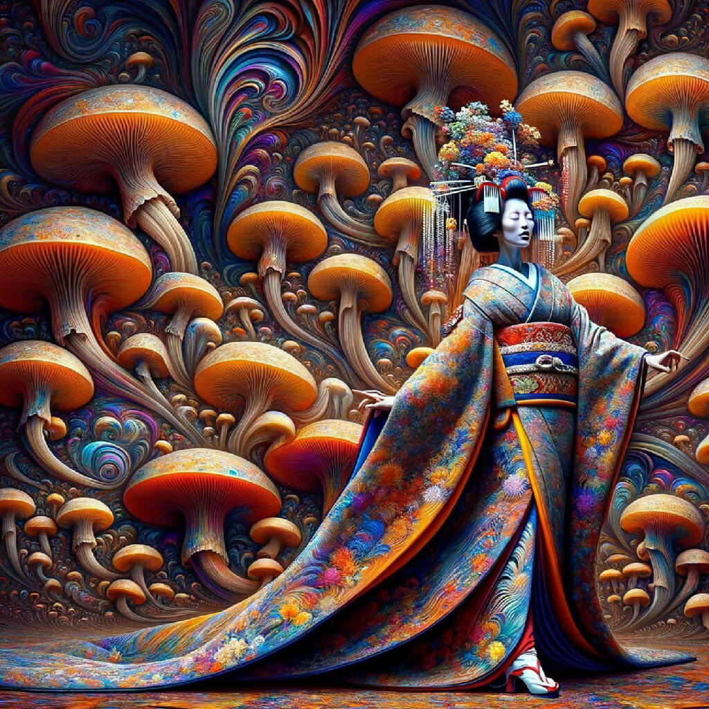 Geisha, Mushroom, Surreal