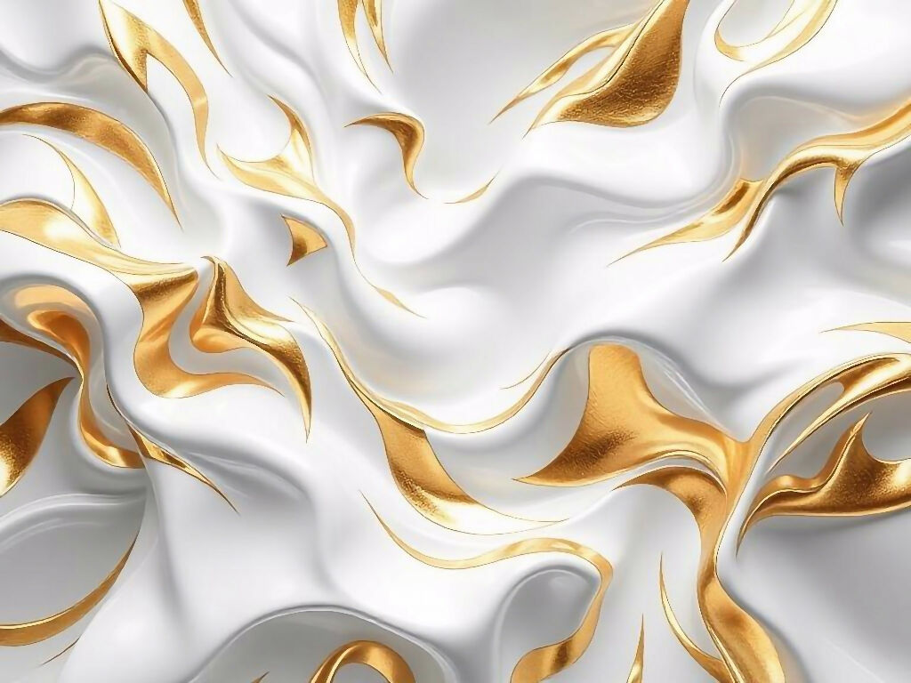 An elegant design made up of soft, curved waves in white and gold No.