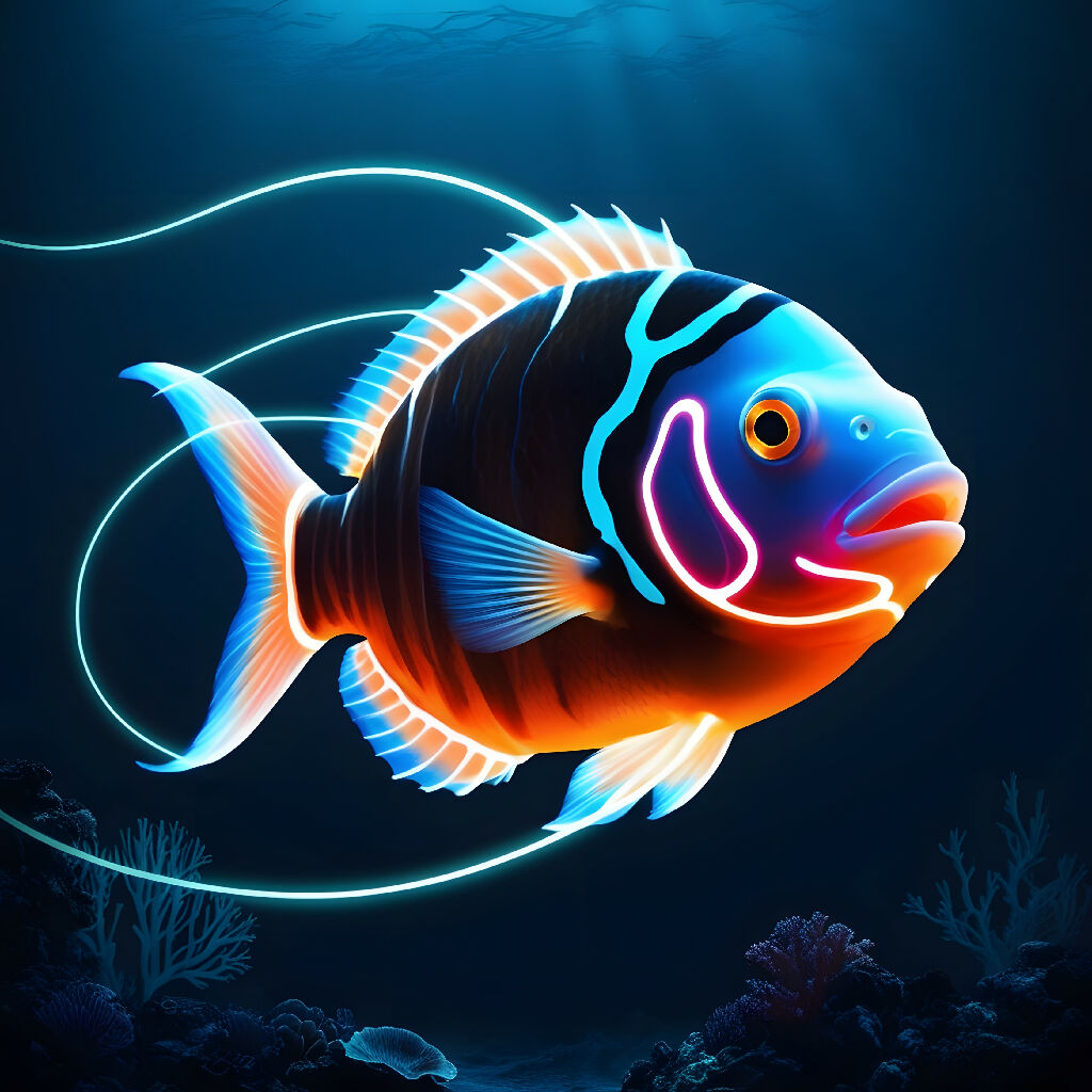 Neon Radiance: A Luminous Fish in the Depths