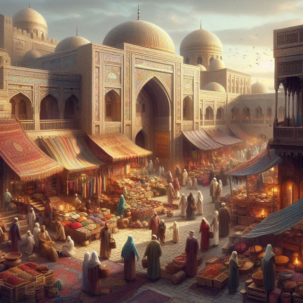 Baghdad market in the ninth century