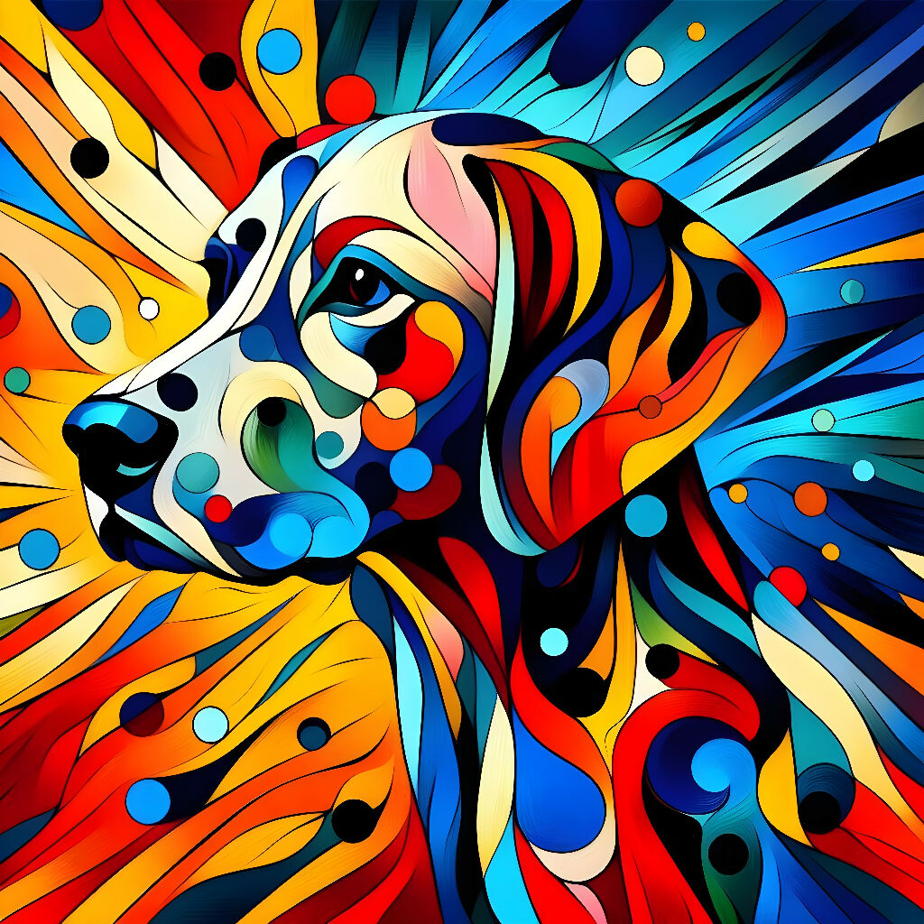 Vibrant Abstract Dog Art – Psychedelic Design for Modern Home Decor...