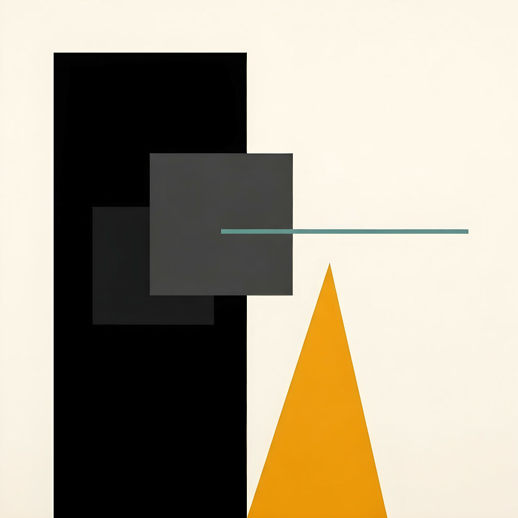 abstract art geometric composition modern design black rectangle gr...