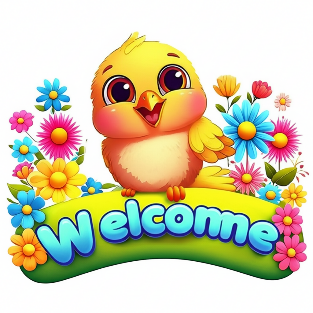 #WelcomeSign #CuteBird #HappyIllustration #CartoonBird #ColorfulWel...