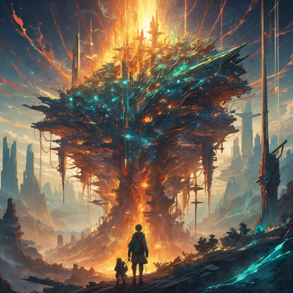 The Burning Tree of Destiny's Call | Epic Fantasy Digital Art