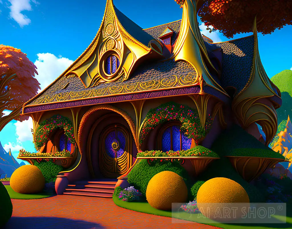 4. Fantasy Dwarf House - AI-generated Art