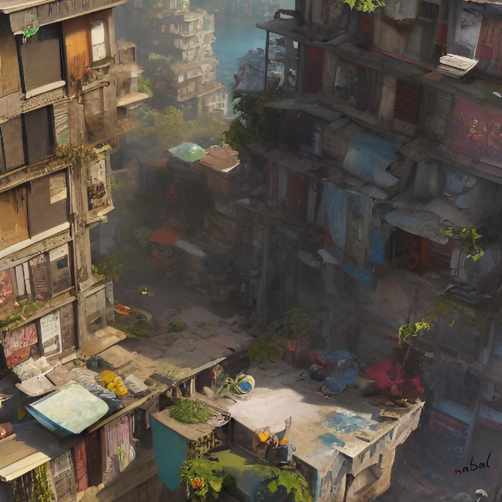 Stunning Abstract Watercolor Art of Overcrowded Slums: Chaos and Re...