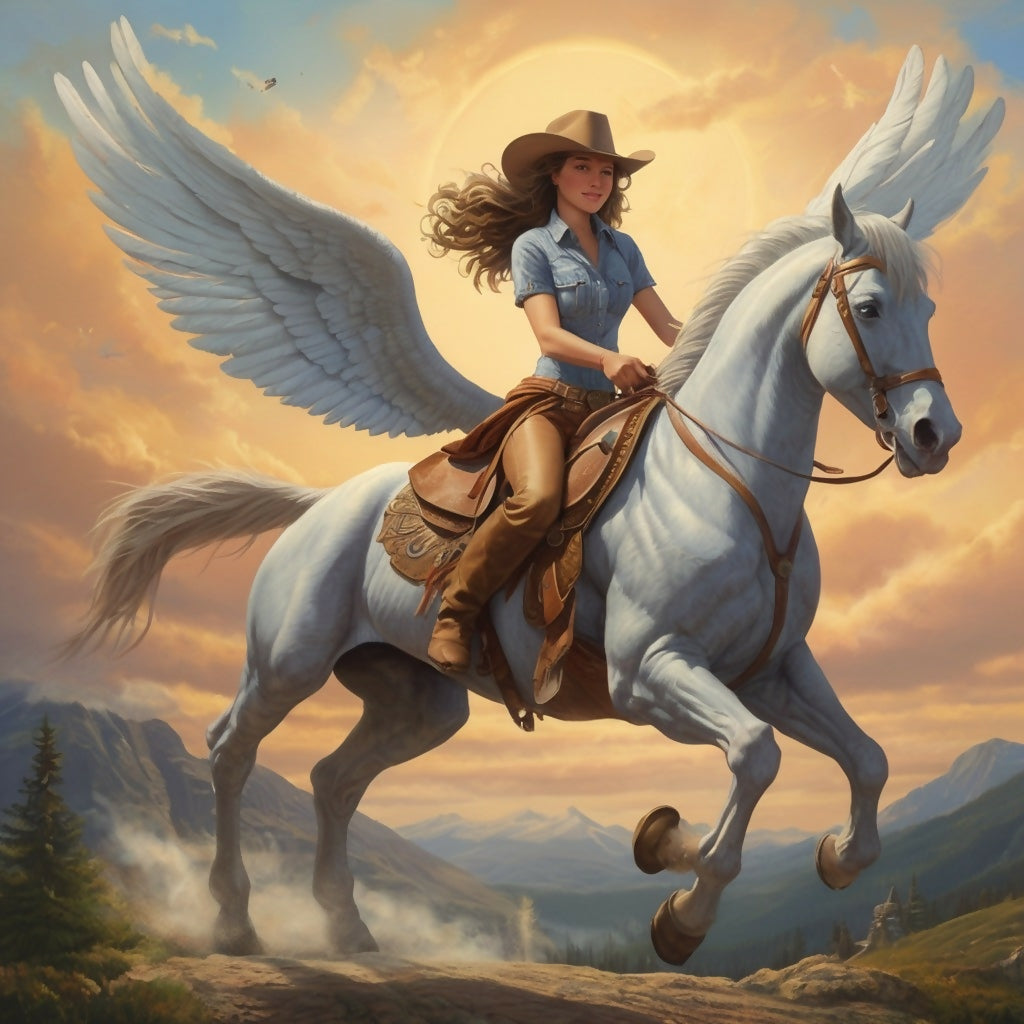 Cowgirl Riding Pegasus