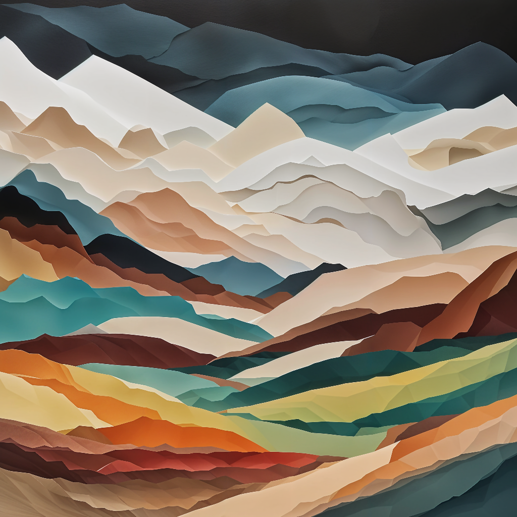 Mountain Layers of Tranquility - 1/1 Digital AI Art, 2048x2048