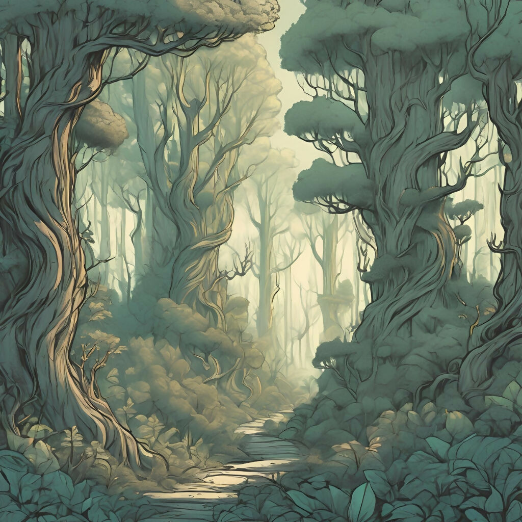 Enchanted Forest Coloring Page - Unique Fantasy Scene