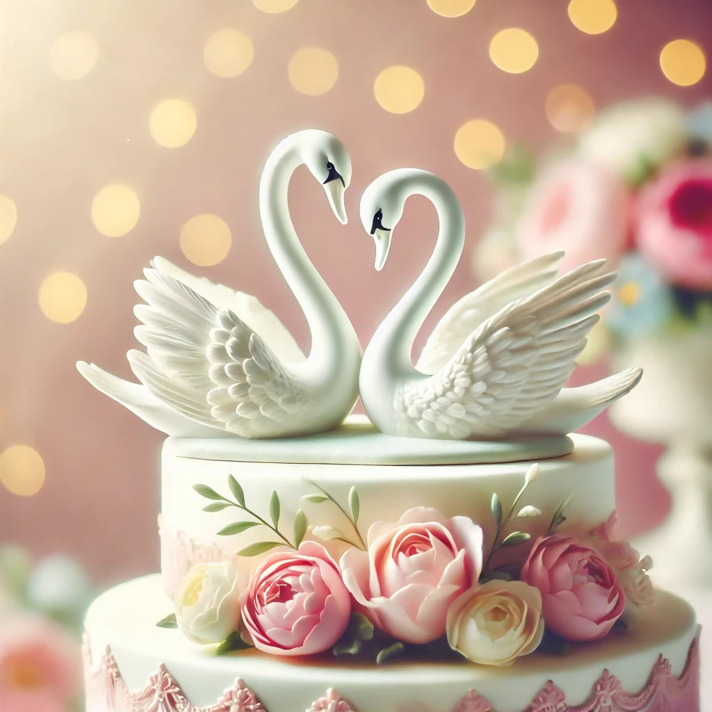 Porcelain Swan Wedding Cake Topper