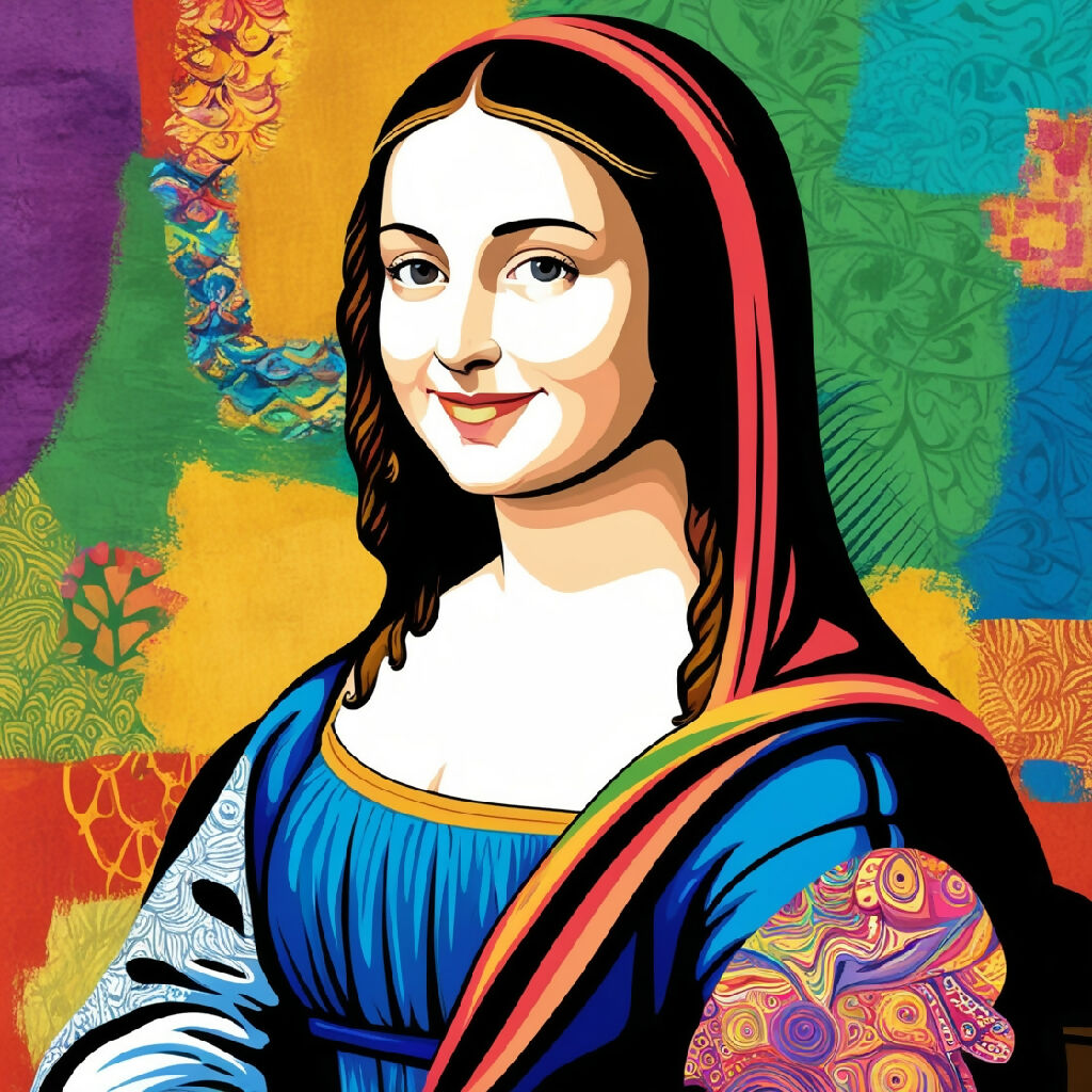 Colorful Mona Lisa painting