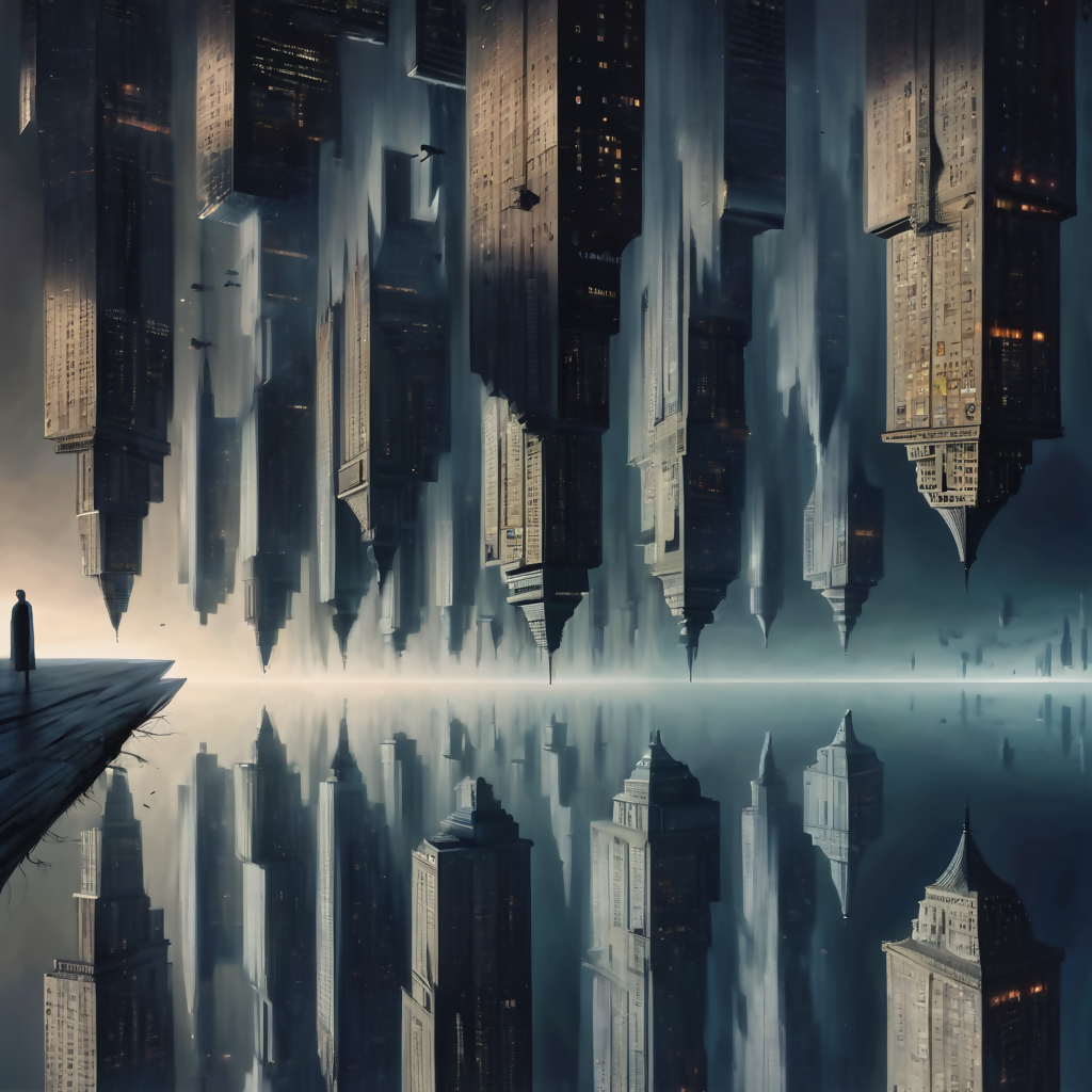 parallel universe, buildings, upside down, city in parallel univers...