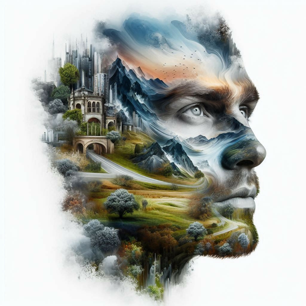Digital Surrealism- Person's face into landscape