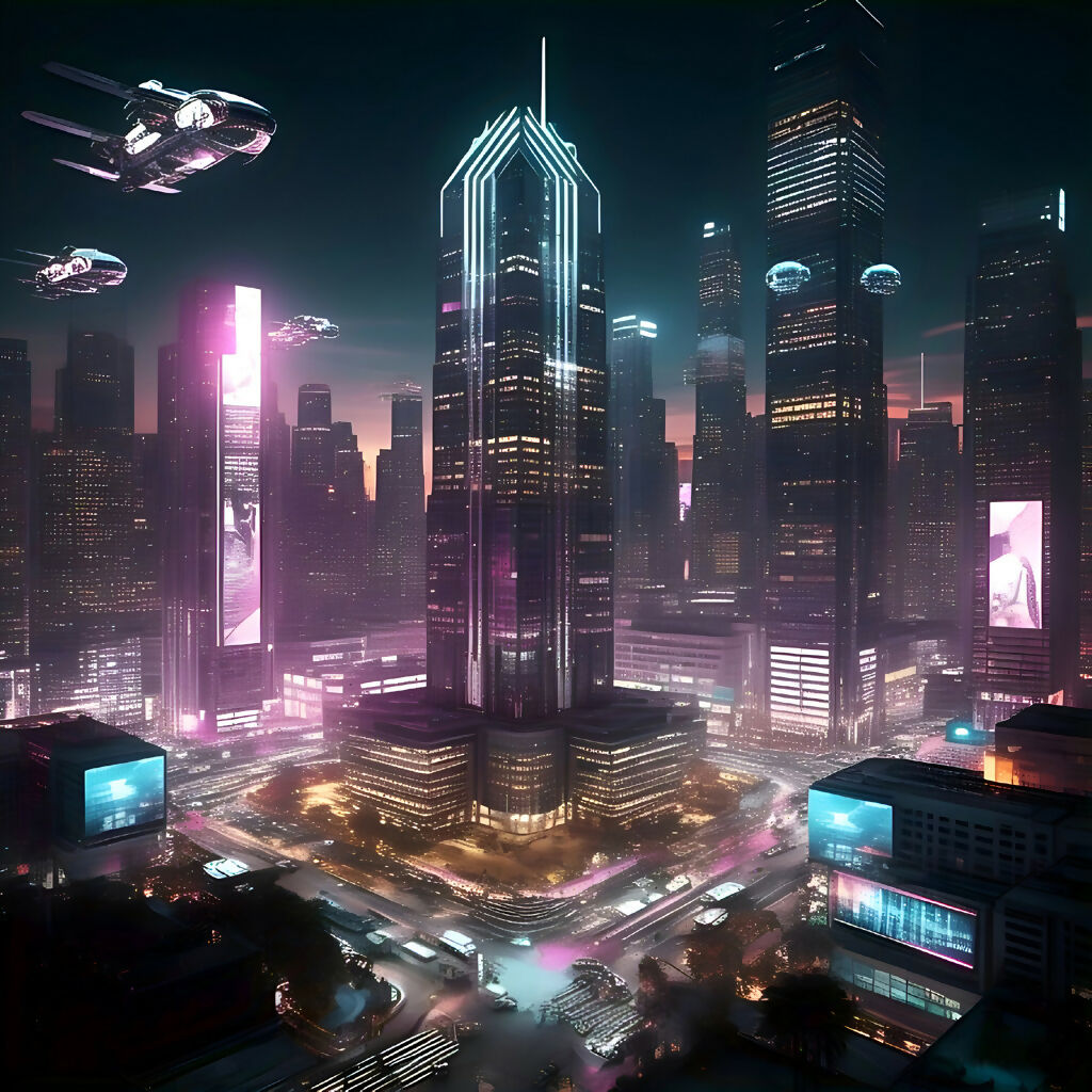 Neon Heights: Cyberpunk Skyline - Futuristic Architecture AI Art