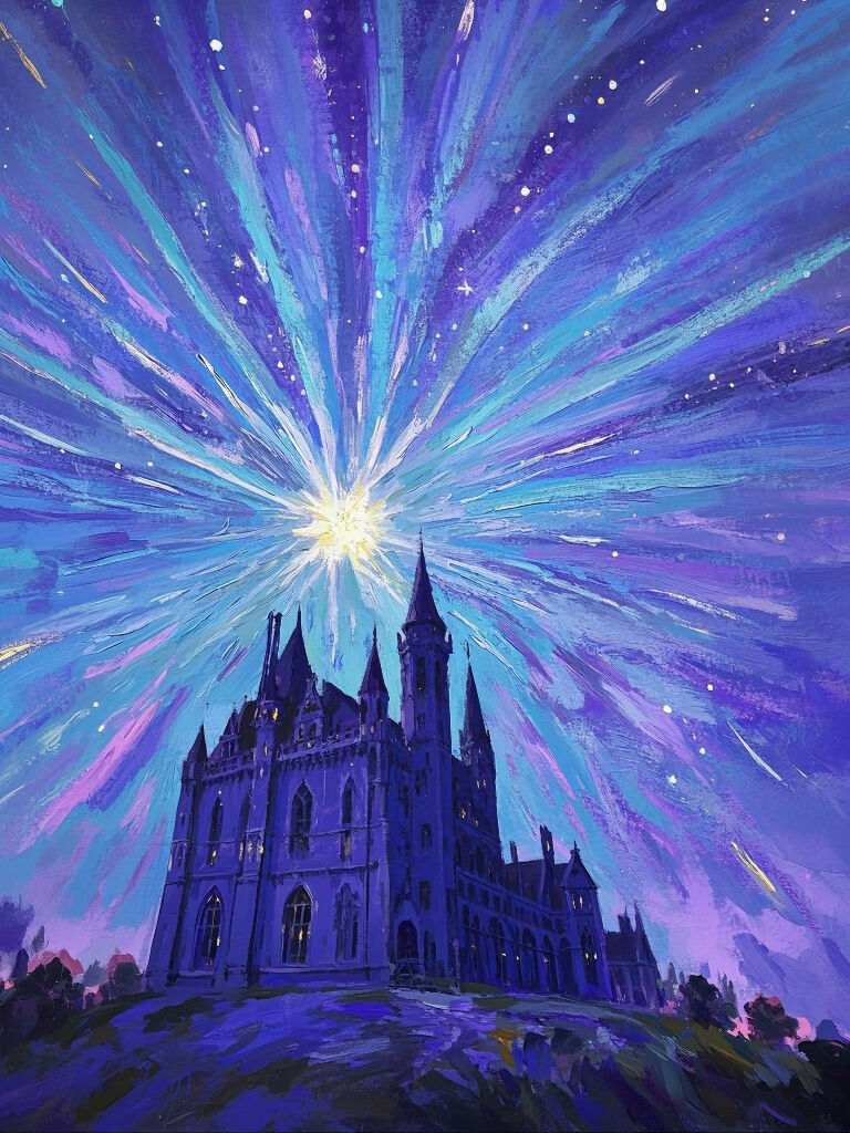 Sanctuary of Starlight – Fantasy Castle AI Digital Painting