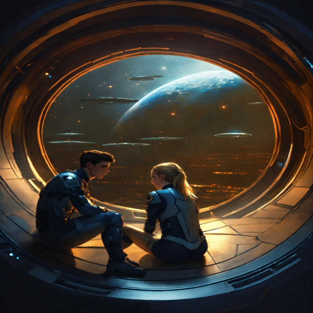 "Shadowed Companions: A Dark Futuristic Bond"