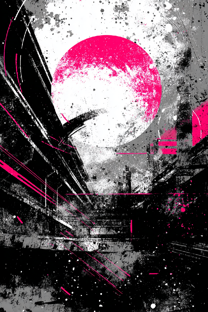 Pink Eclipse – Abstract Geometric Artwork with Surreal Contrast