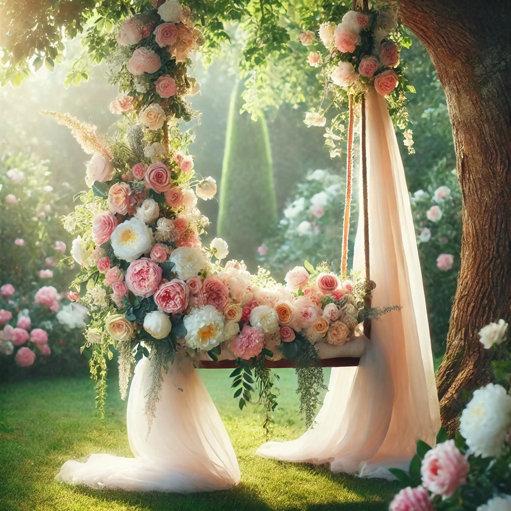 Romantic Floral Swing in the Garden