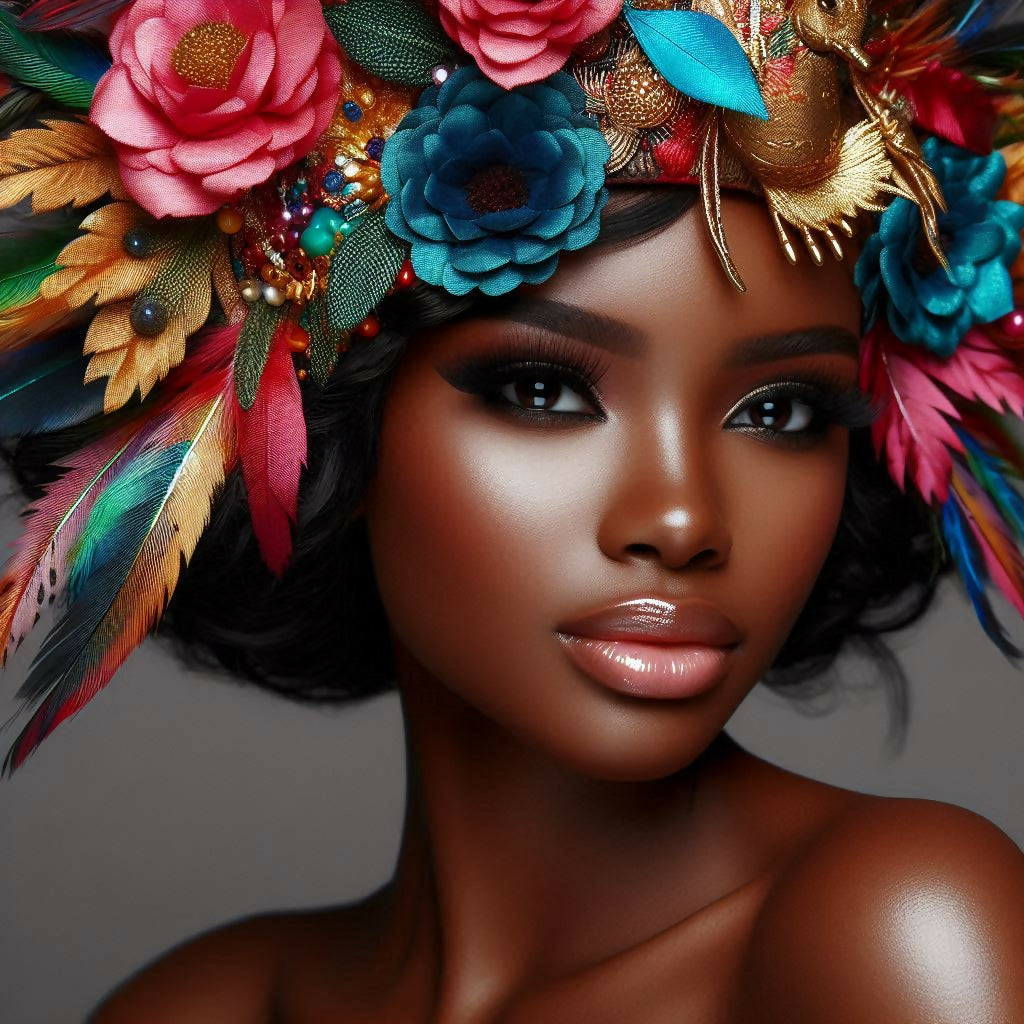 Beautiful black woman with exotic headdress