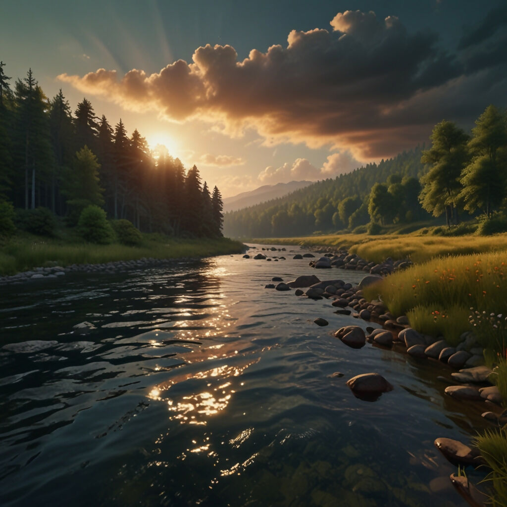 Photo of a realistic insane illustration, a landscape that transmit...