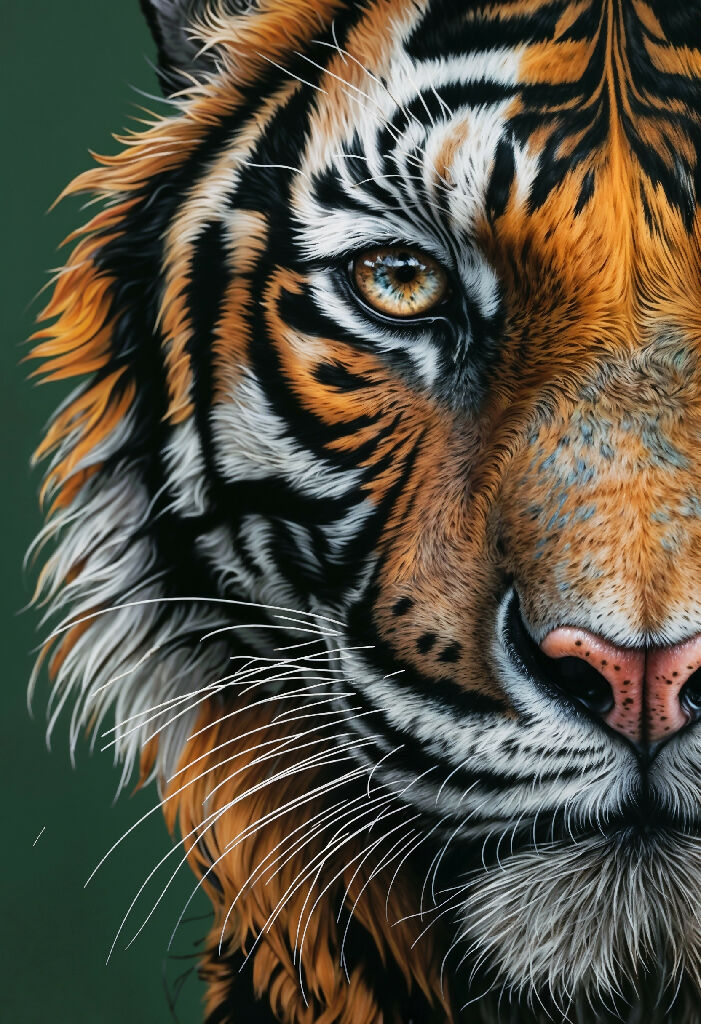 Fierce Tiger Face Artwork – AI-Generated Masterpiece