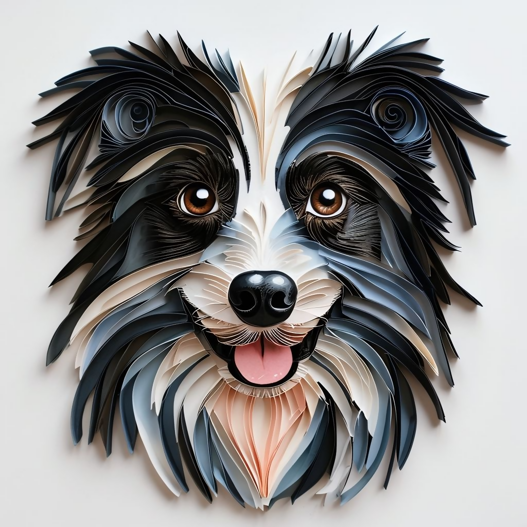 Whimsical Border Collie, Paper quilling, Border Collie, dog portrai...