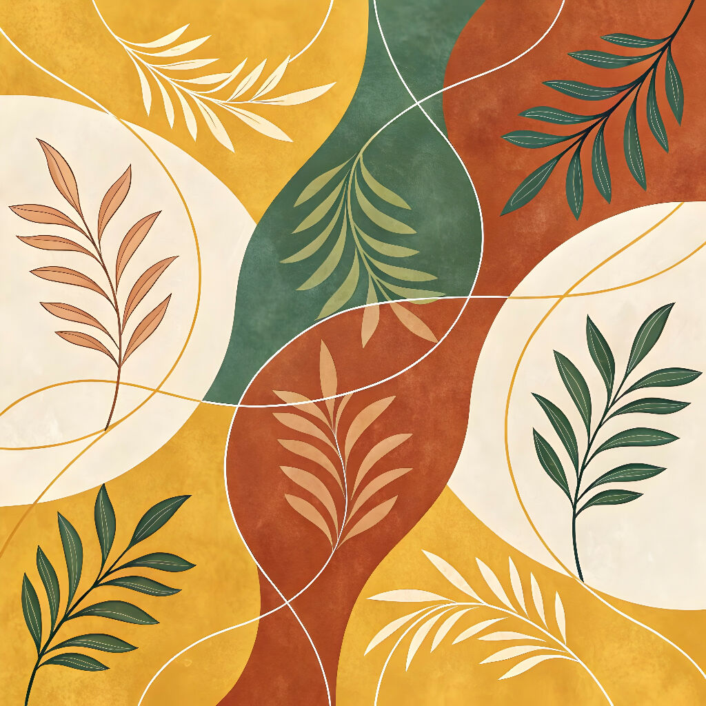Abstract Botanical Digital Art Print Modern Leaf Wall Decor, botani...