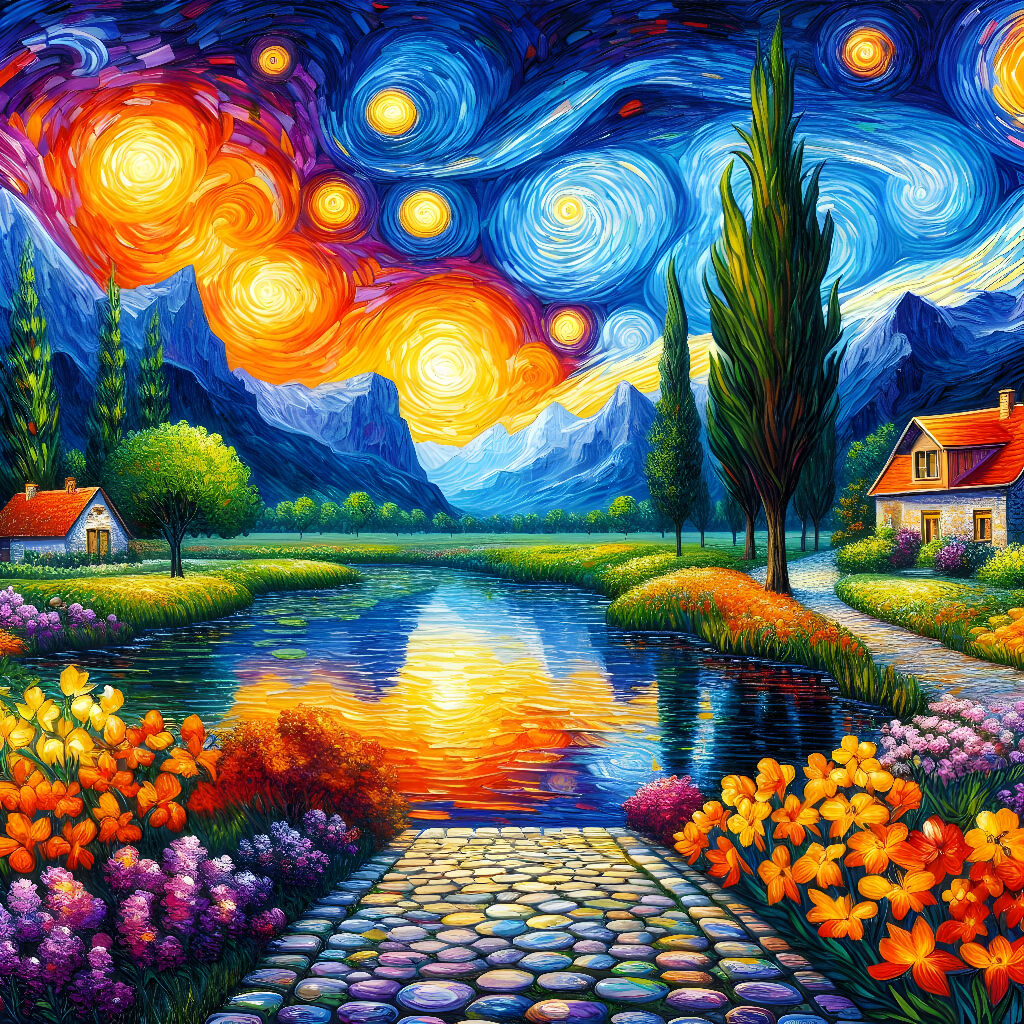 Whimsical Landscape: A Journey Through Vibrant Nature,Whimsical, La...