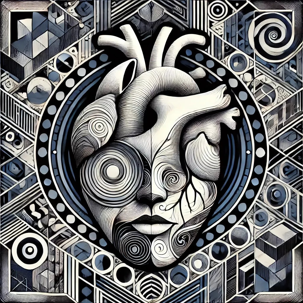 Fragmented Heart in a Labyrinth of Geometric Shapes and Solitude