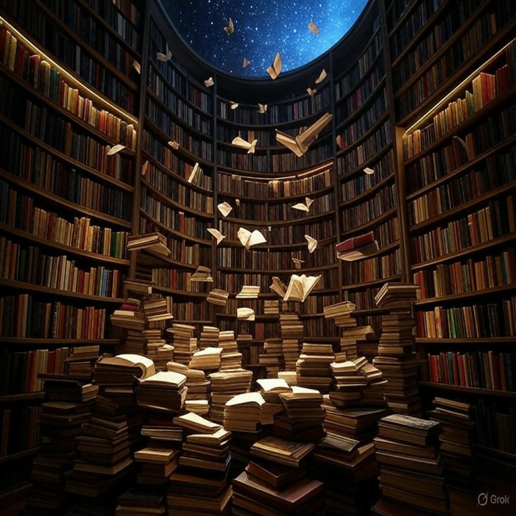 Infinite Library – AI-Generated Surreal Book Lover’s Art