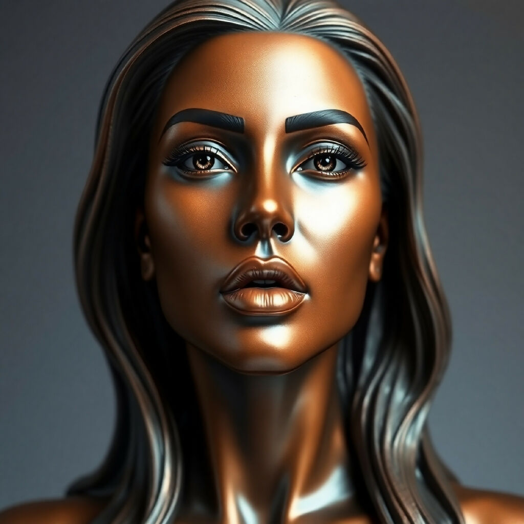 Bronze Elegance | Contemporary Portrait AI Art – Digital, Canvas &a...
