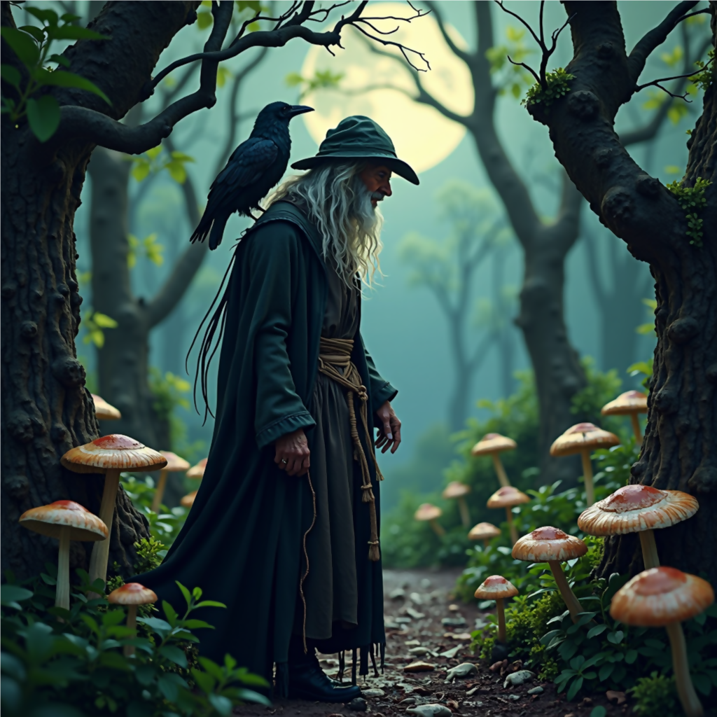 Halloween, Witch, Raven, Forest, Gothic