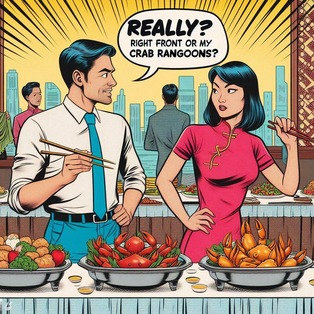 Right in Front of my Crab Rangoons Meme Comicbook art