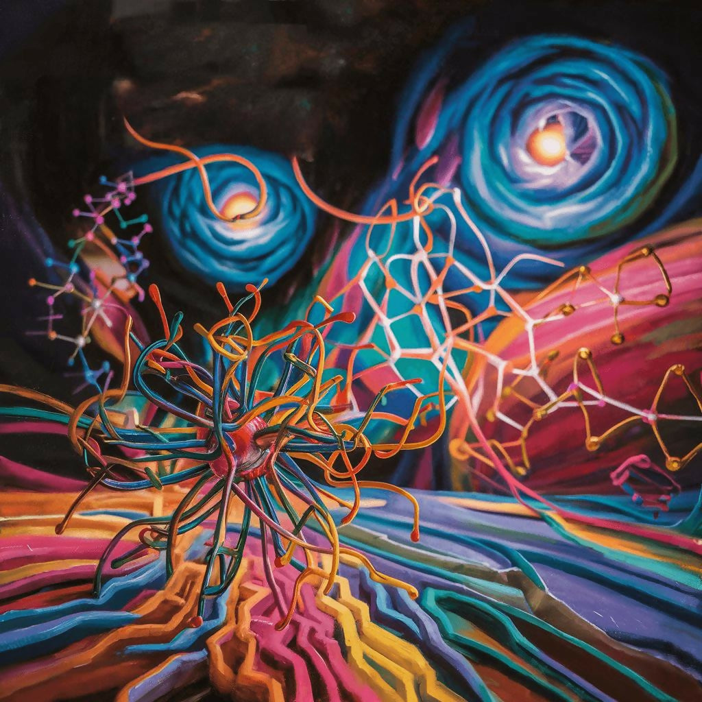 Neural Nexus - Vivid Digital Art Print of Neural Networks & Mol...