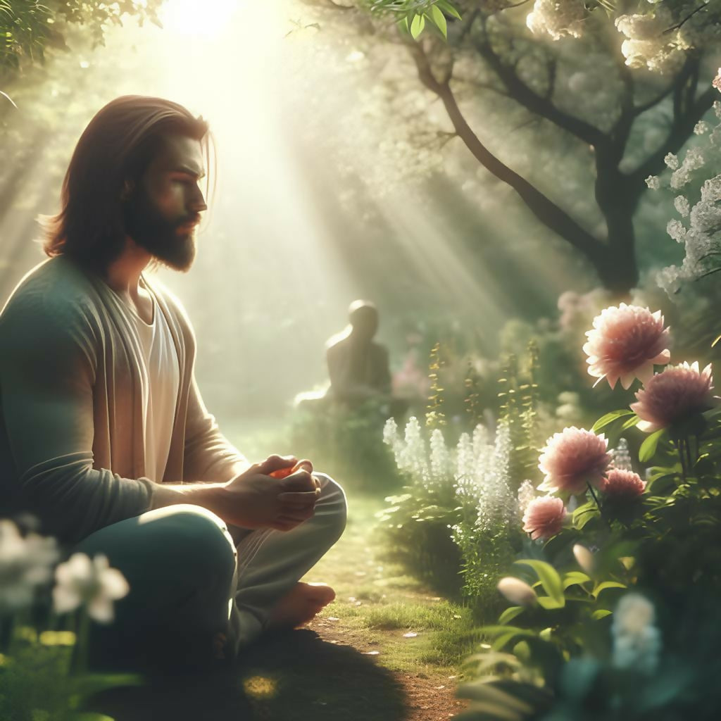 Jesus meditating peacefully
