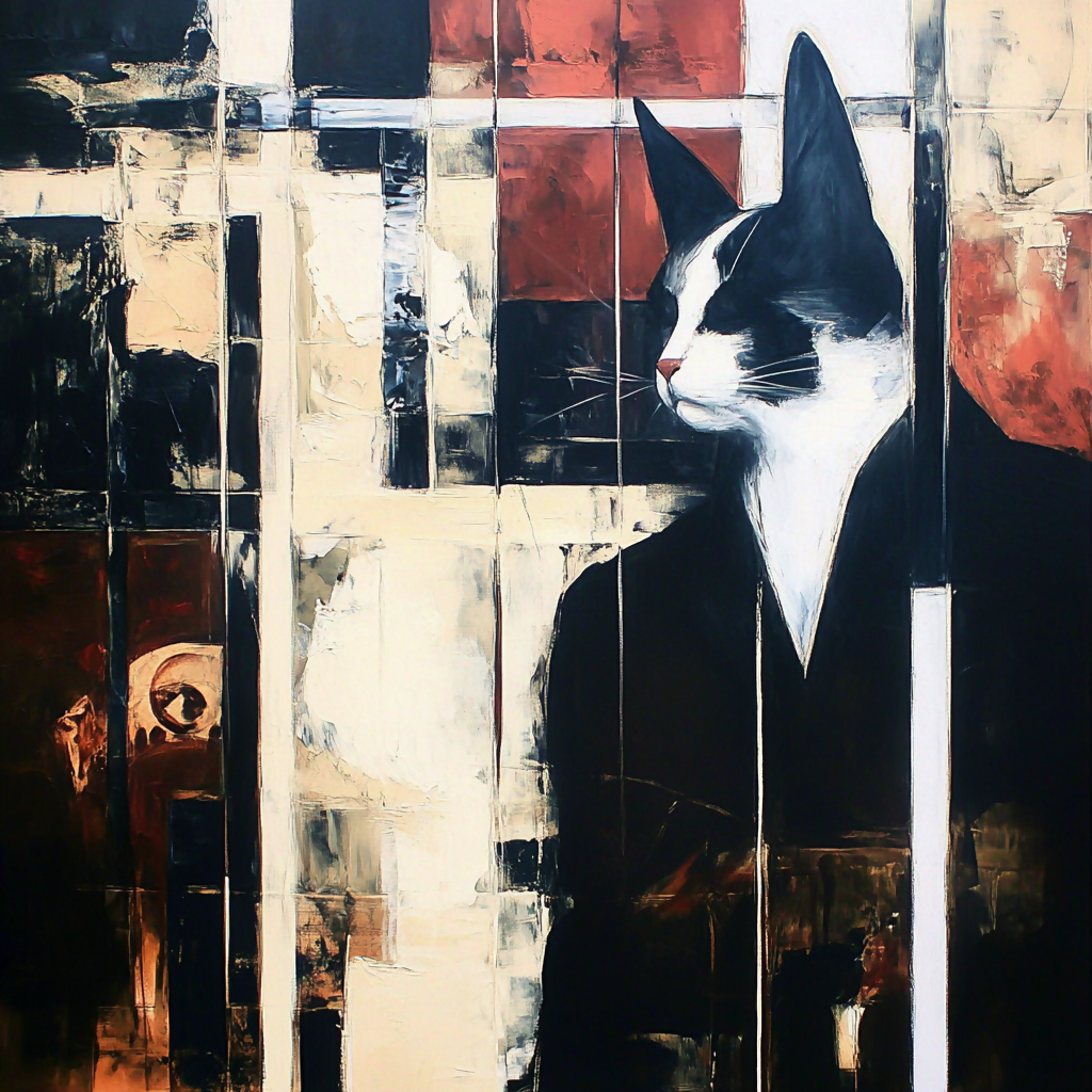 A handsome Black cat wearing a snazzy coat.