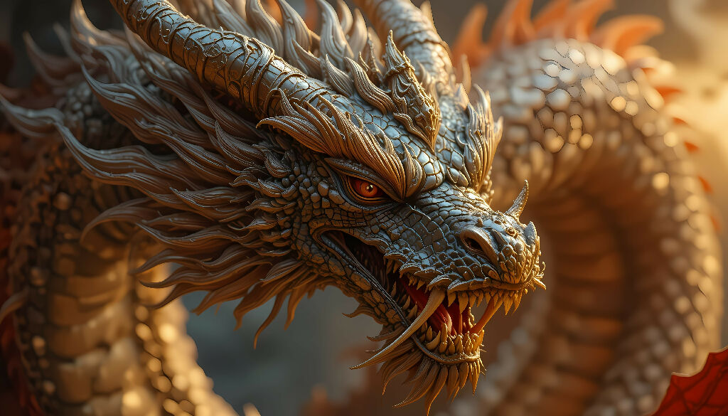 Ai generated art, fantasy art, mythical creature, dragon art, golde...