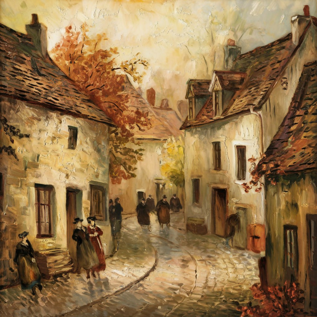 village oil painting