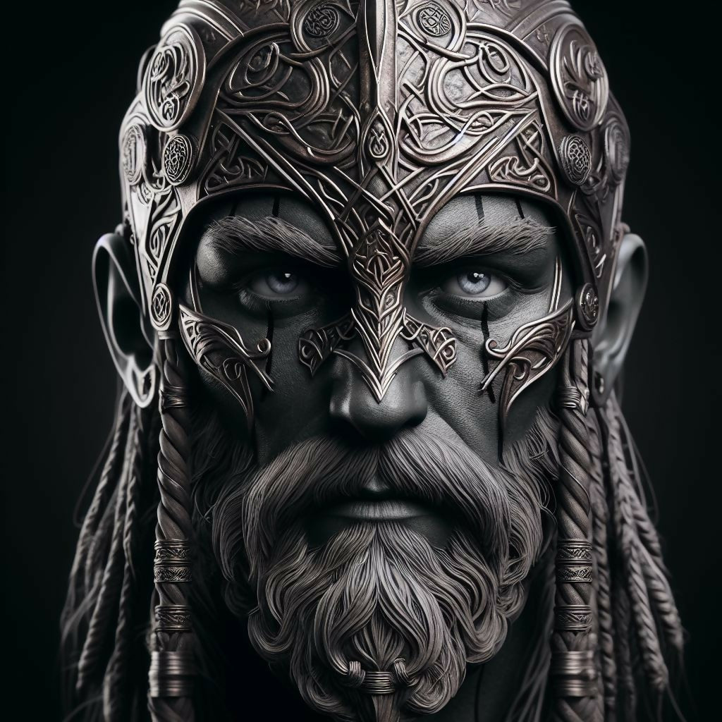 Runebraid – Celtic Warrior Crown with Braided Hair and Ornamental M...