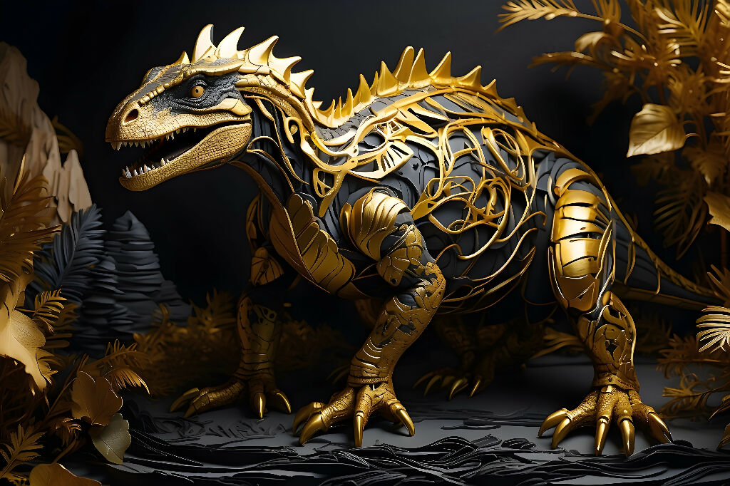 Golden Dinosaur wall art
