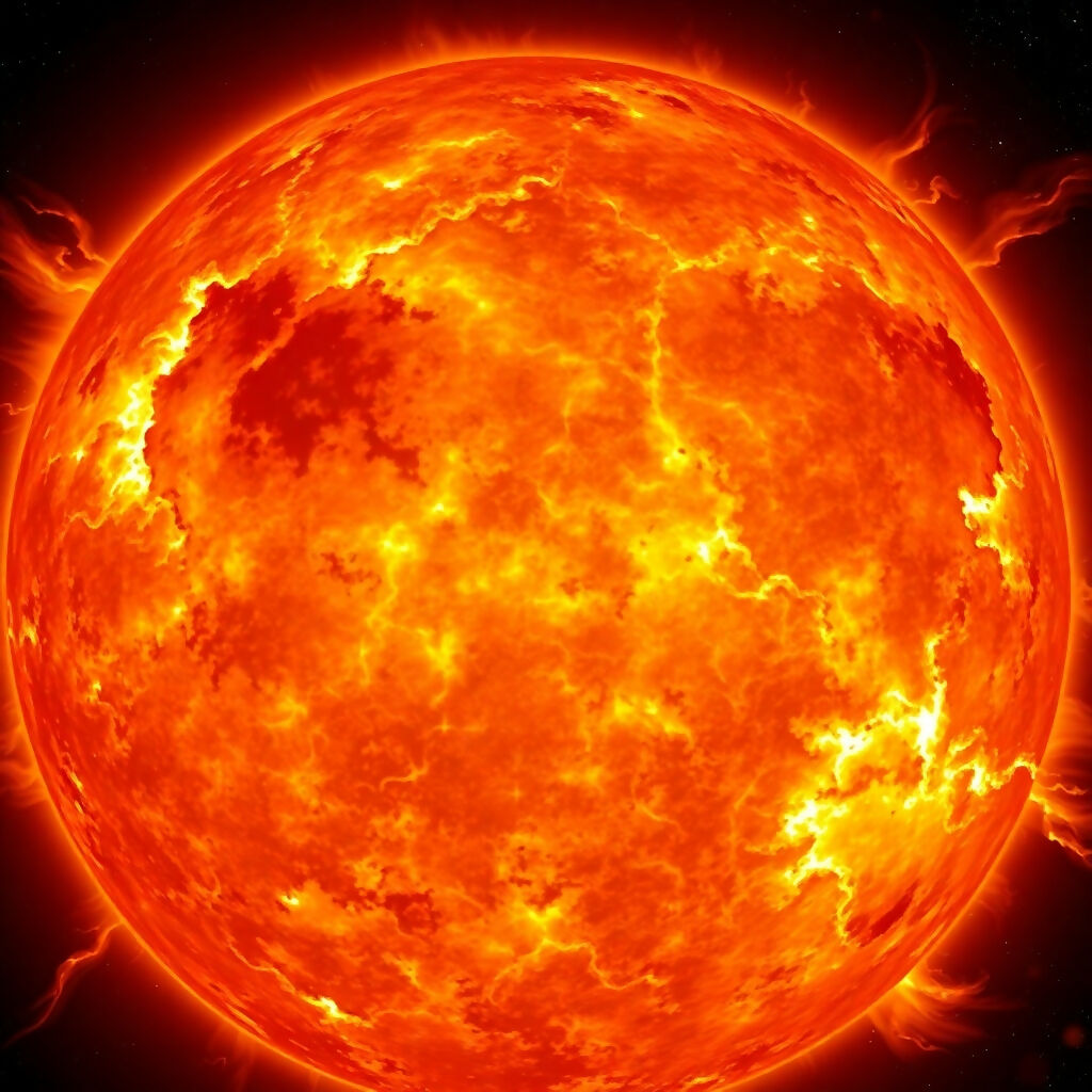 Dramatic Sun Close-Up with Solar Flares and Prominences