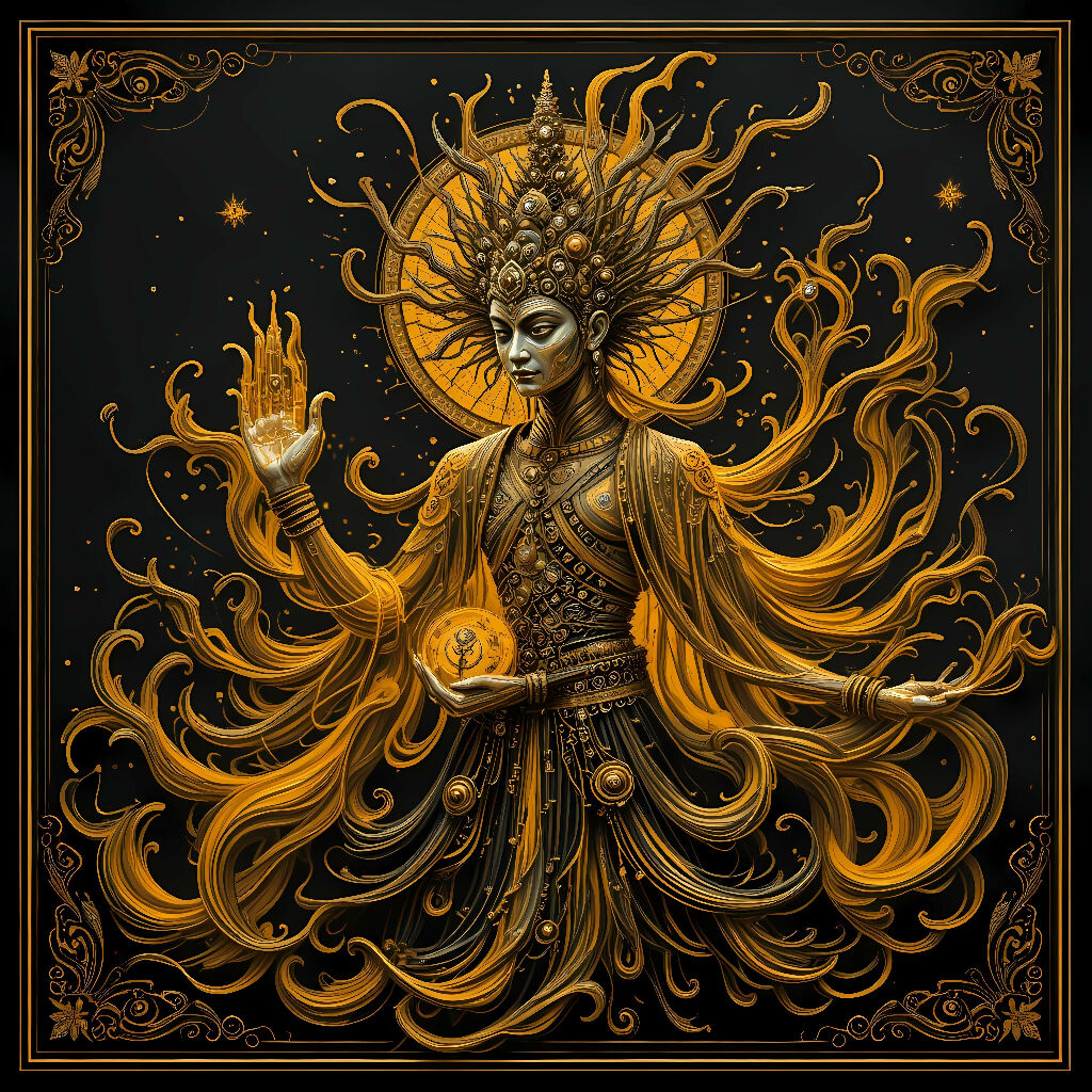 Ai generated art, fantasy art, mythical art, liquid gold goddess 08