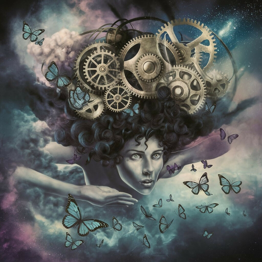 Clockwork Imagination: Surreal Digital Art Print | Steampunk-Inspir...