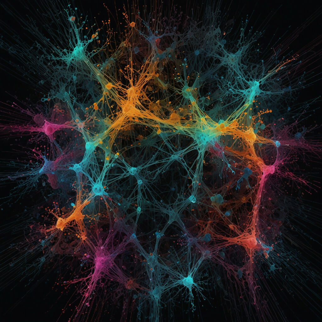 “Neural Nexus Artwork: Vibrant Digital Abstract Art for Modern Decor”