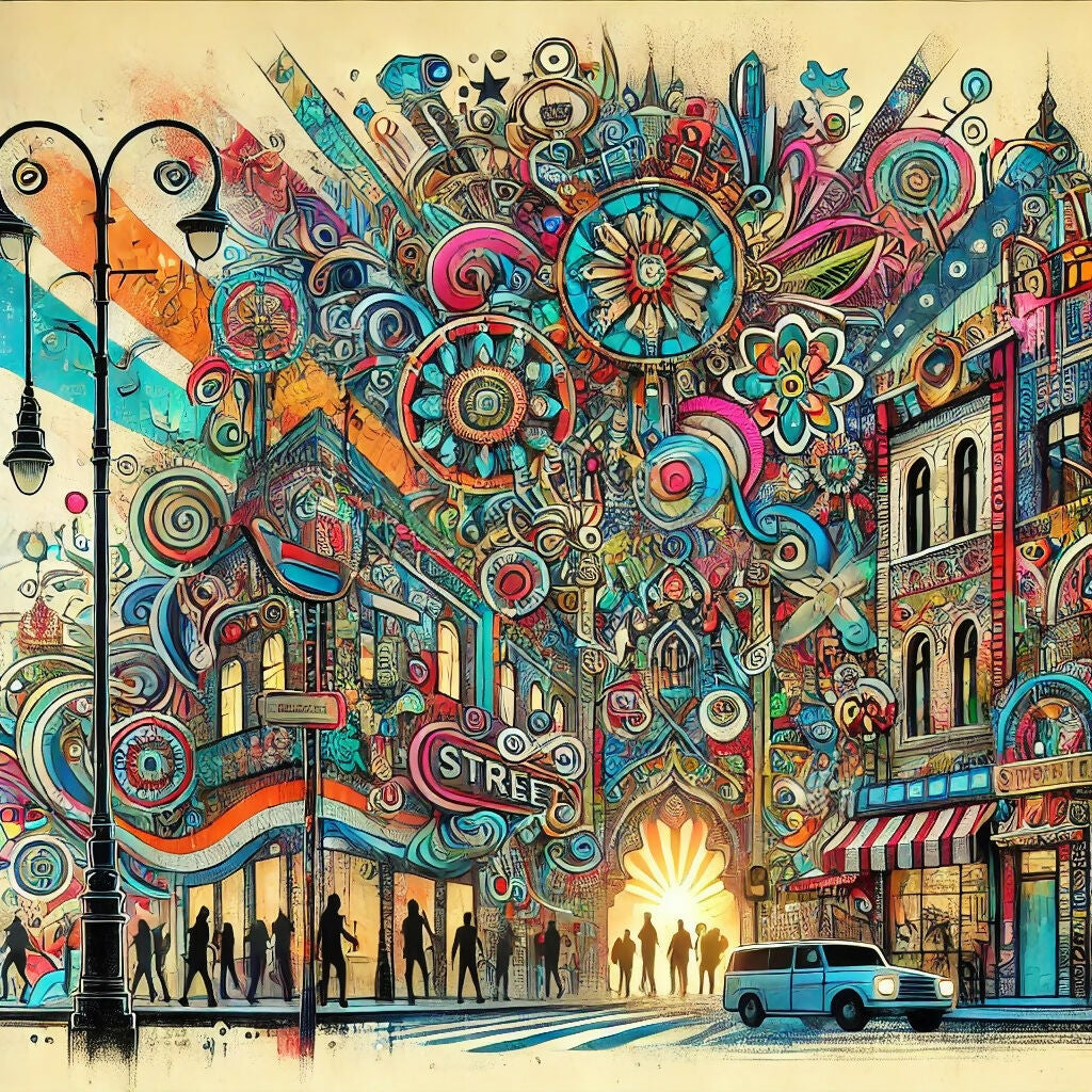 Urban Pulse Mural - Vibrant, Colorful Street Art for City Vibes