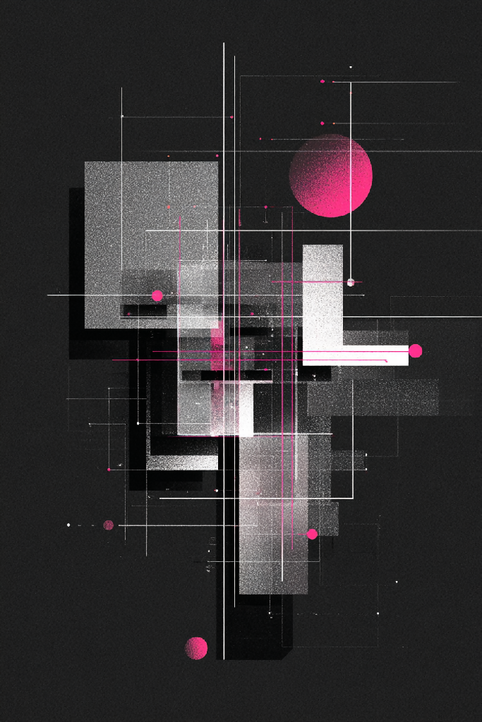 Abstract Structures – A Digital Geometry Series with Red and Pink A...