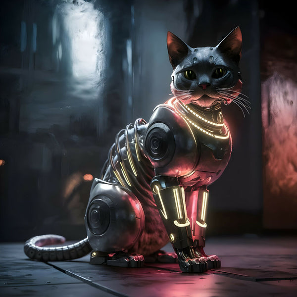 Cyberpunk, cat, futuristic, cyborg, robotic, animal, feline, cool,